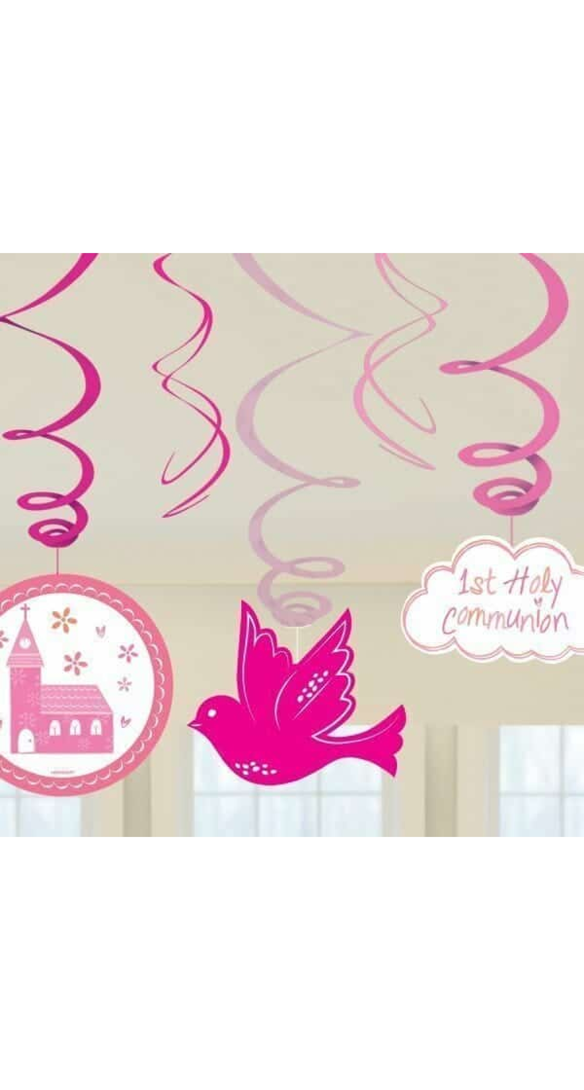 1st Holy Communion Pink Swirl Decorations 60cm - 6pk - "Once Upon A ...